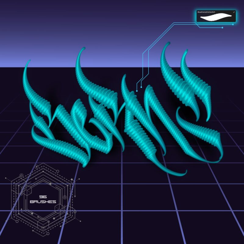 3d Lettering Pack For Procreate - 96 Brushes - TORUS 1