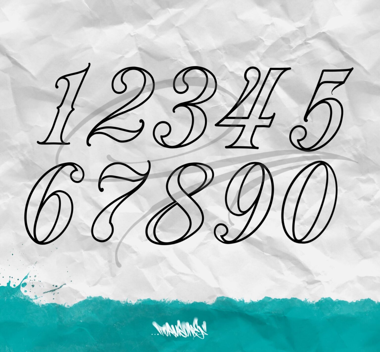 Tattoo Numbers Vol.2 - For Procreate and Photoshop. - TORUS 1