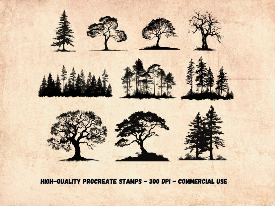 120 Tree Stamps - Brush Pack for Procreate - TORUS 1
