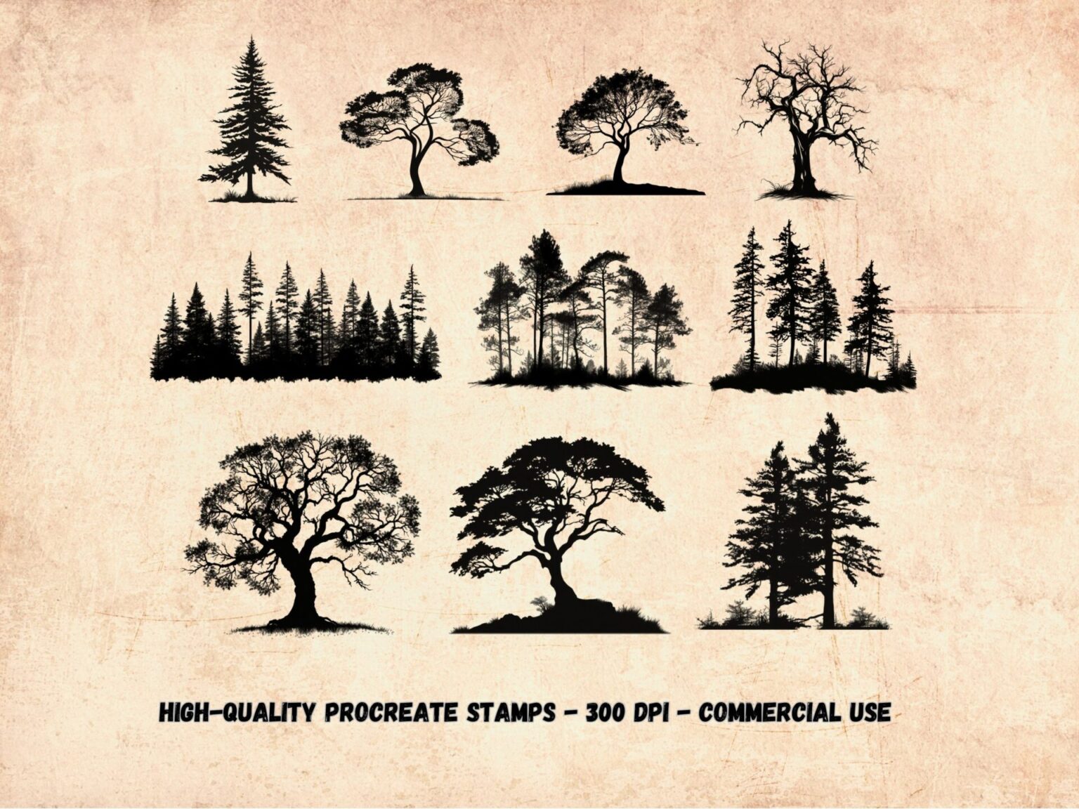 120 Tree Stamps - Brush Pack for Procreate - TORUS 1